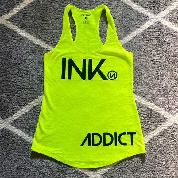 ink addict | Tops | Neon Yellow Green Ink Addict Tank Top Size S ...